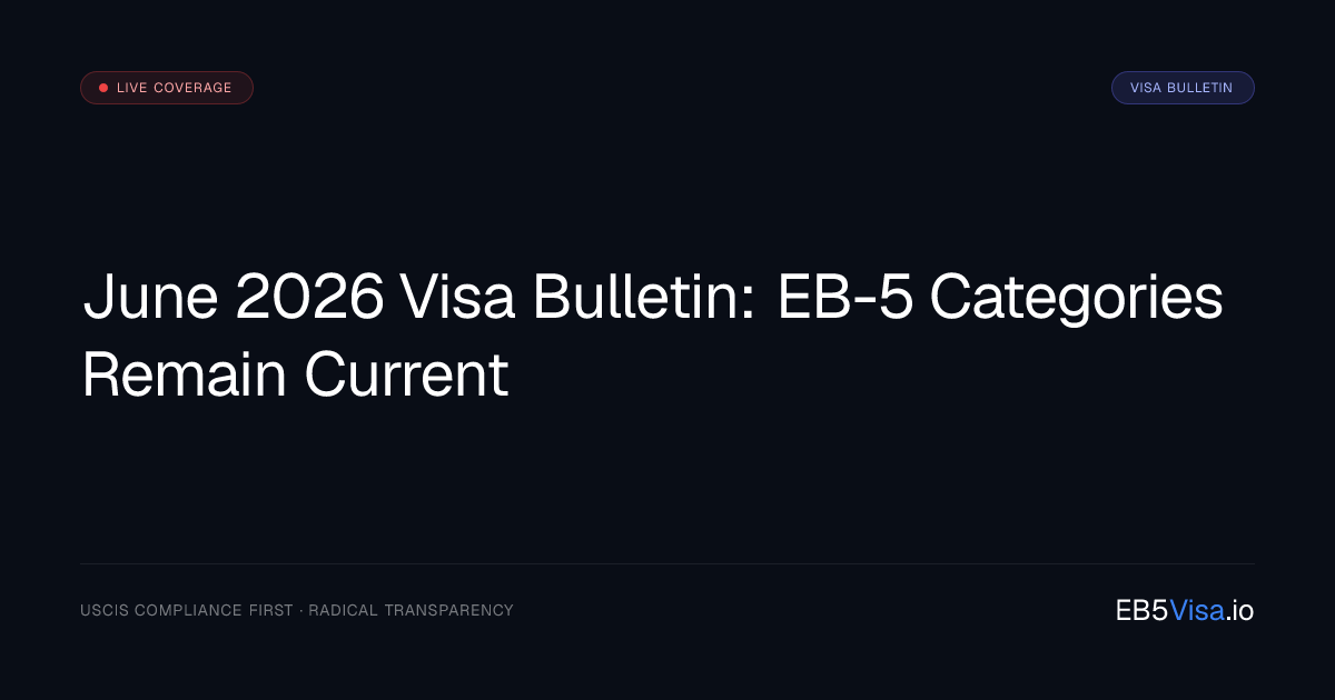 June 2026 Visa Bulletin: EB-5 Categories Remain Current | EB5Visa.io